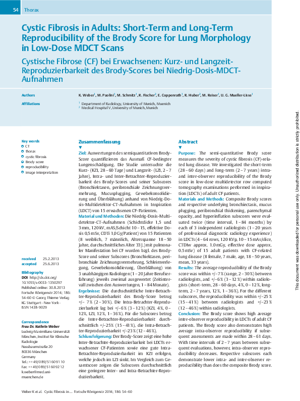 (PDF) Cystic fibrosis in adults: Short-term and long-term ...