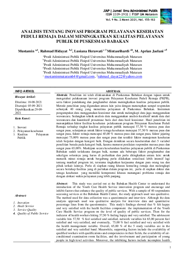(PDF) Analisis Tentang Inovasi Program Pelayanan Kesehatan Peduli ...