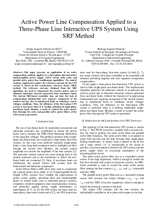 (PDF) Active Power Line Compensation Applied to a Three-Phase Line ...