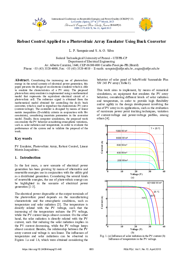 (PDF) Robust Control Applied to a Photovoltaic Array Emulator Using ...