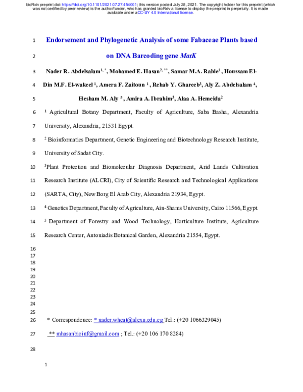 (PDF) Endorsement and Phylogenetic Analysis of some Fabaceae Plants ...