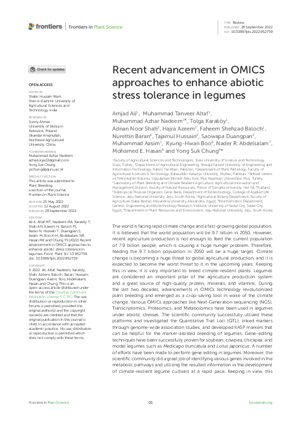 (PDF) Recent advancement in OMICS approaches to enhance abiotic stress tolerance in legumes ...