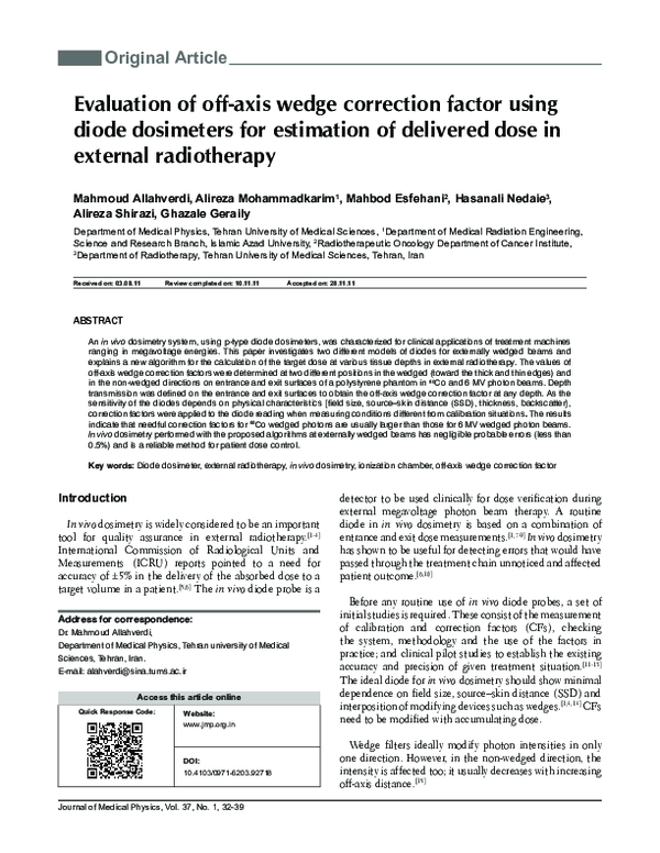 (PDF) Evaluation of off-axis wedge correction factor using diode ...