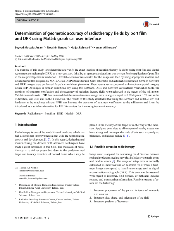 (PDF) Determination of geometric accuracy of radiotherapy fields by ...