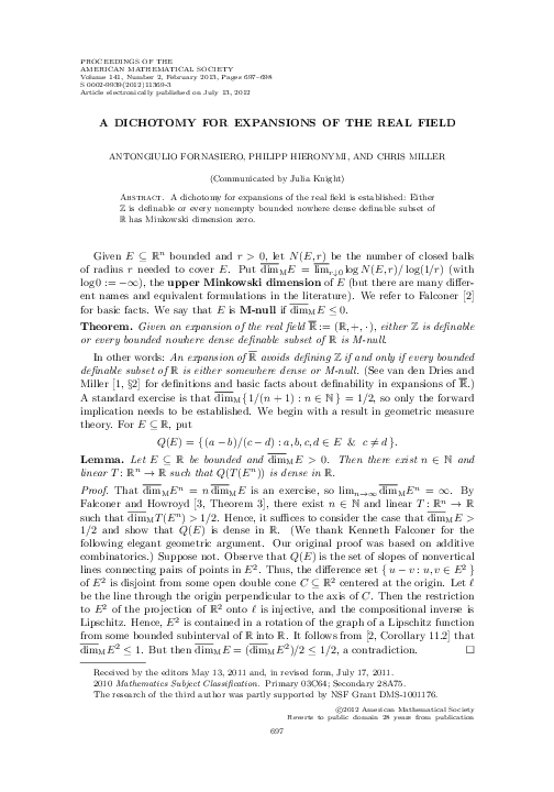 (PDF) A dichotomy for expansions of the real field