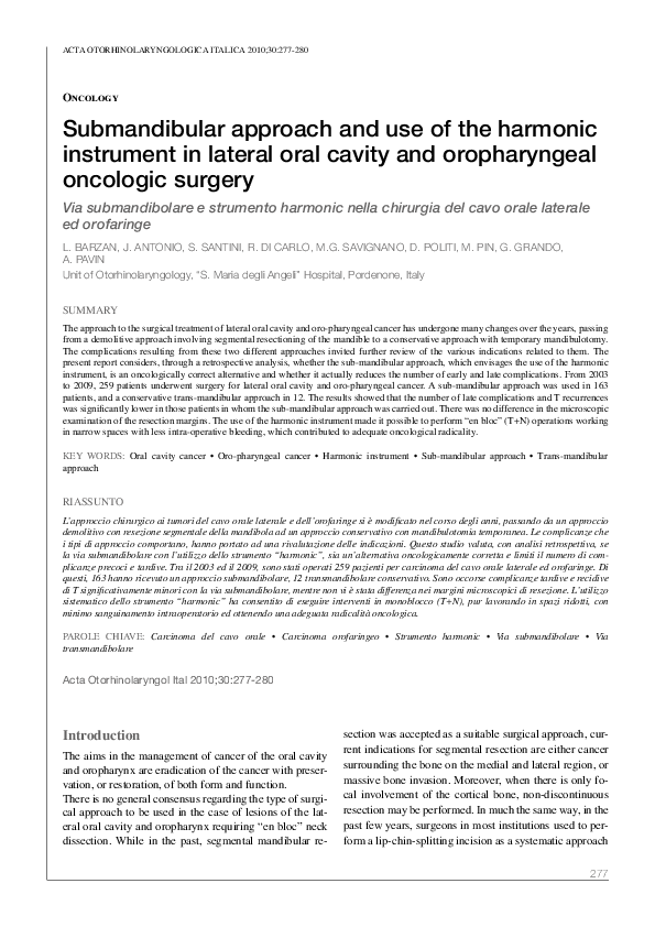 (PDF) Submandibular approach and use of the harmonic instrument in ...