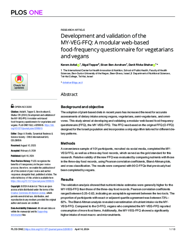 (PDF) Development and validation of the MY-VEG-FFQ: A modular web-based ...