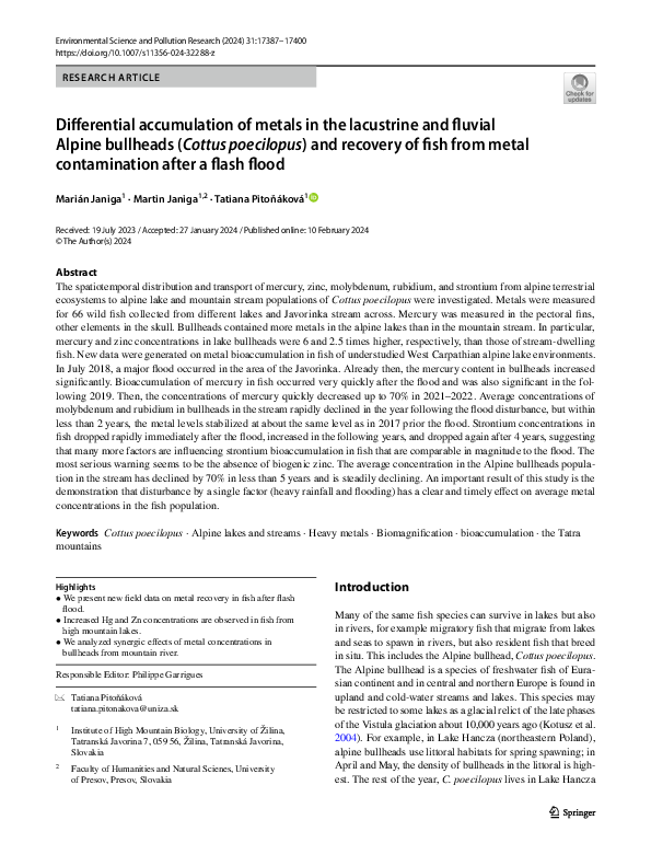 (PDF) Differential accumulation of metals in the lacustrine and fluvial ...