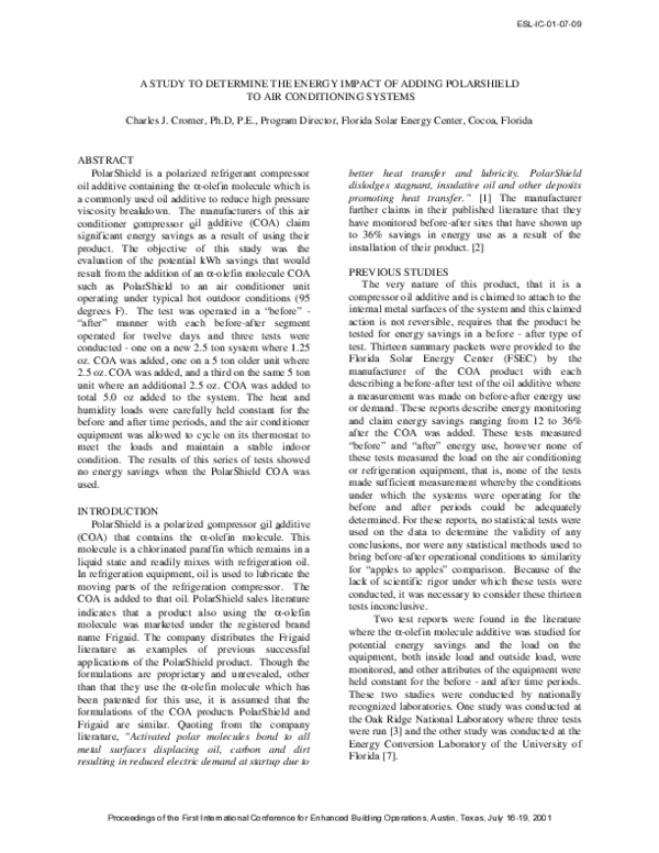 (PDF) A Study to Determine the Energy Impact of Adding Polarshield to ...