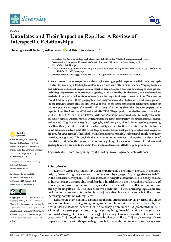 (PDF) Ungulates and Their Impact on Reptiles: A Review of Interspecific ...