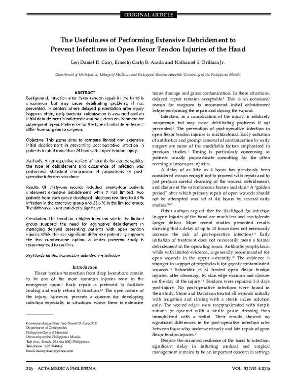 (PDF) The Usefulness of Performing Extensive Debridement to Prevent ...