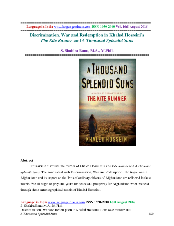 (PDF) Discrimination, War and Redemption in Khaled Hosseini's The Kite ...
