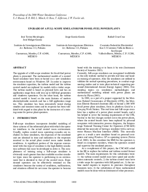 (PDF) Upgrade of a full-scope simulator for fossil-fuel power plants