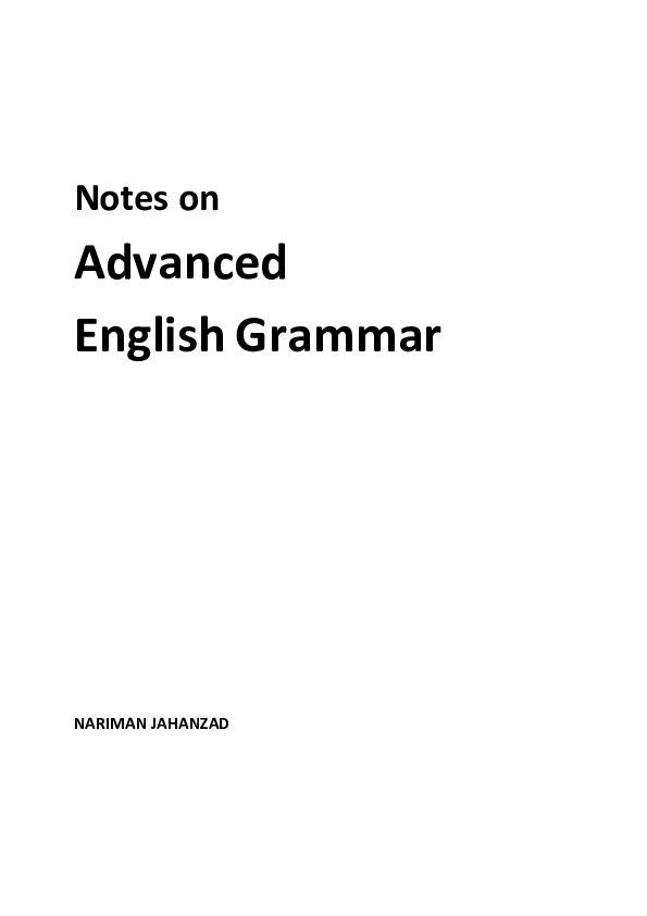 (PDF) Notes on Advanced English Grammar