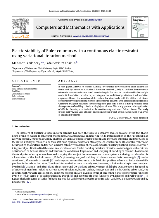 (PDF) Elastic stability of Euler columns with a continuous elastic ...