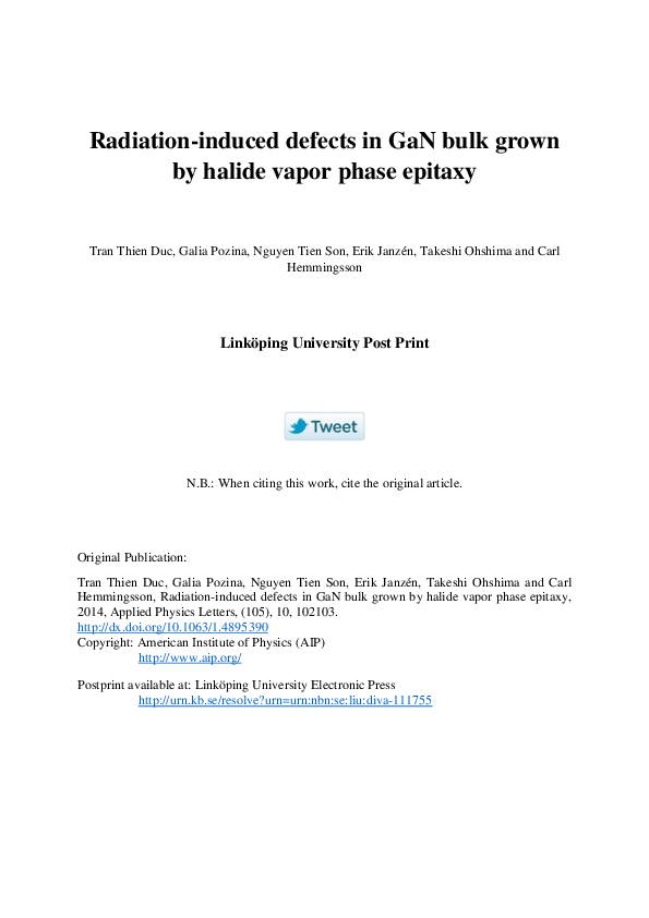 (PDF) Radiation-induced defects in GaN bulk grown by halide vapor phase ...