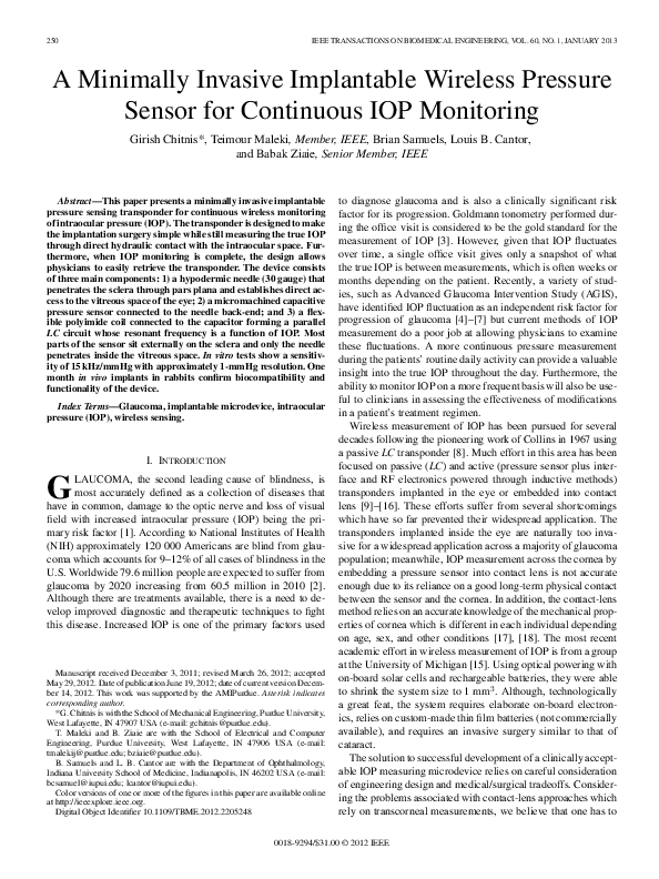 (PDF) Minimally Invasive Implantable Wireless Pressure Sensor for ...