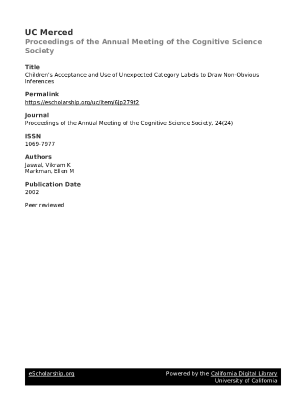 (PDF) Children’s Acceptance and Use of Unexpected Category Labels to ...