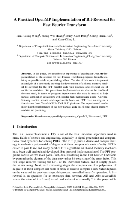 (PDF) A Practical OpenMP Implementation of Bit-Reversal for Fast Fourier Transform