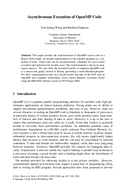 (PDF) Asynchronous Execution of OpenMP Code