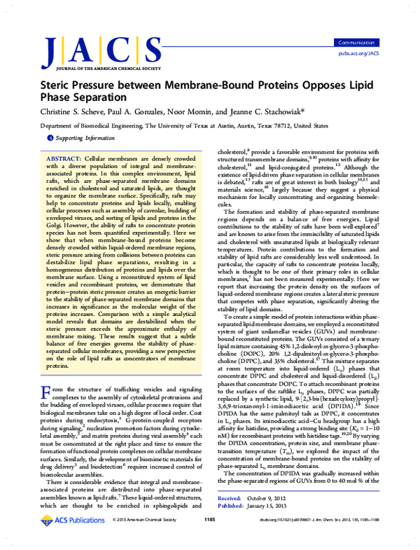 (PDF) Steric Pressure between Membrane-Bound Proteins Opposes Lipid ...