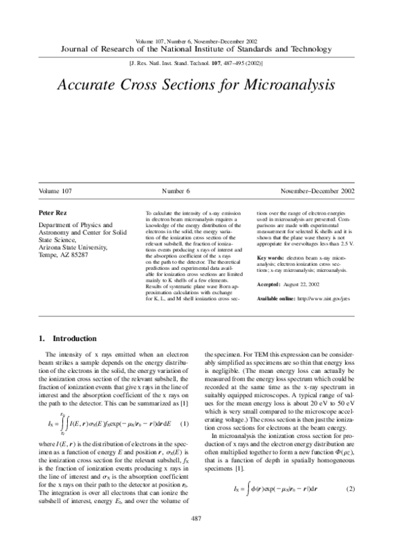 (PDF) Accurate cross sections for microanalysis