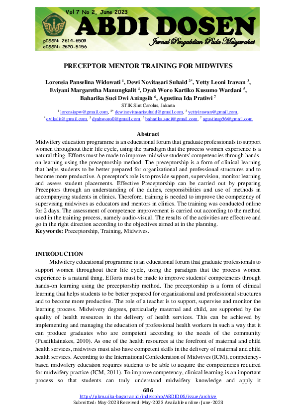 (PDF) Preceptor Mentor Training for Midwives