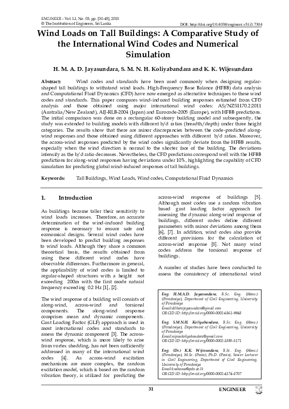 (PDF) Wind Loads on Tall Buildings: A Comparative Study of the International Wind Codes and ...