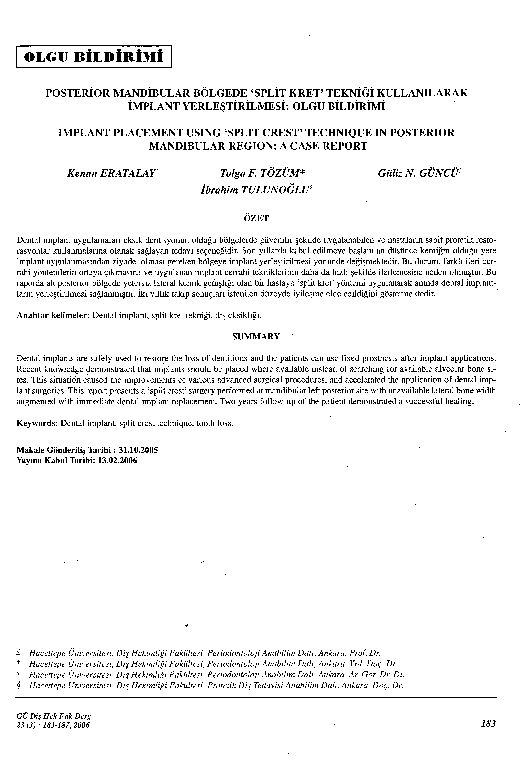 (PDF) Implant placement using 'split crest' technique in posterior ...