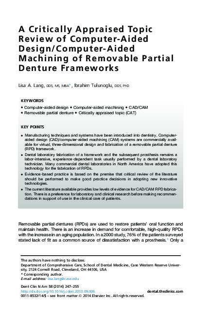 (PDF) A Critically Appraised Topic Review of Computer-Aided Design ...