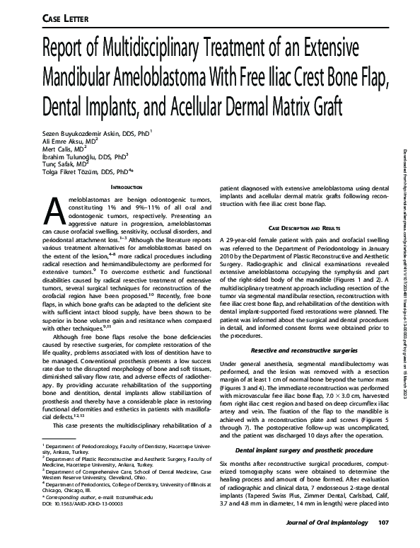 (PDF) Report of Multidisciplinary Treatment of an Extensive Mandibular ...