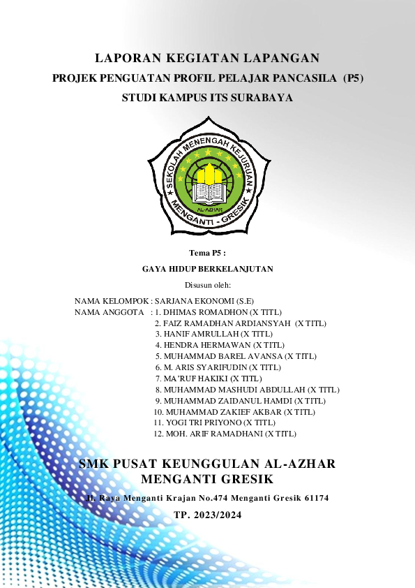 (PDF) LAPORAN KEGIATAN LAPANGAN PROJEK PENGUATAN PROFIL PELAJAR ...