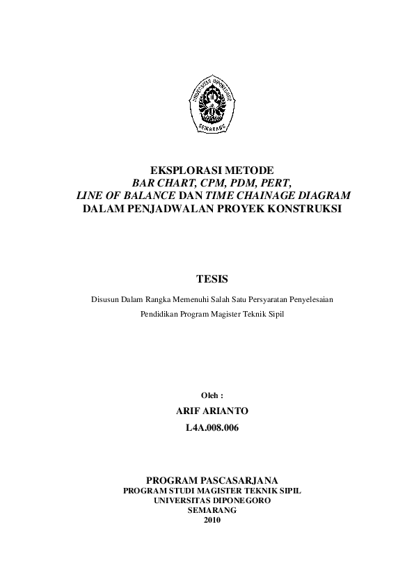 (PDF) Eksplorasi Metodebar Chart, CPM, PDM, Pert,Line of Balance Dan ...