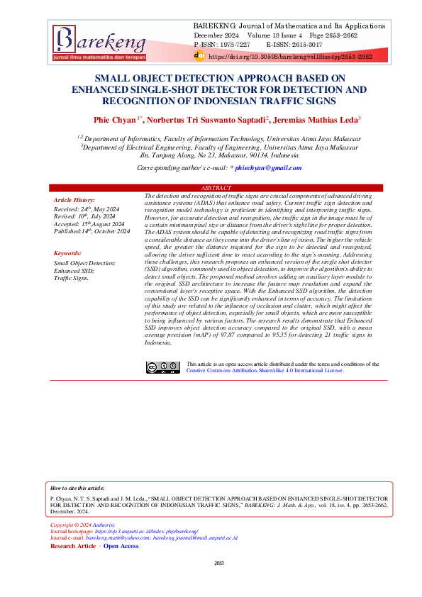 Pdf Small Object Detection Approach Based On Enhanced Single Shot Detector For Detection And 