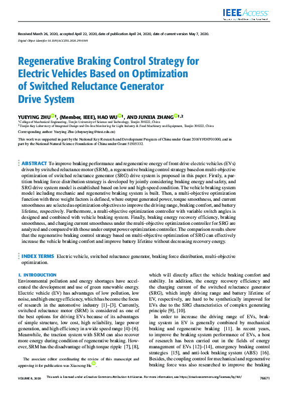 (PDF) Regenerative Braking Control Strategy for Electric Vehicle