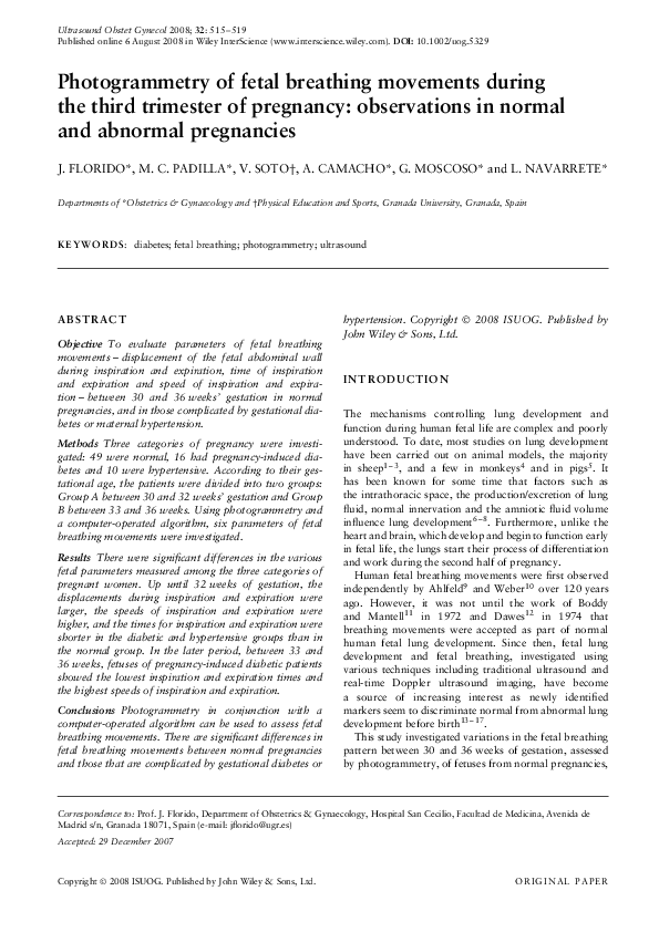 (PDF) Photogrammetry of fetal breathing movements during the third ...