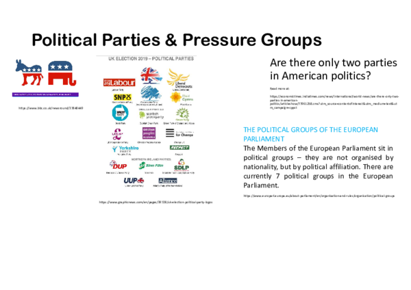 (PDF) Political Parties & Pressure Groups