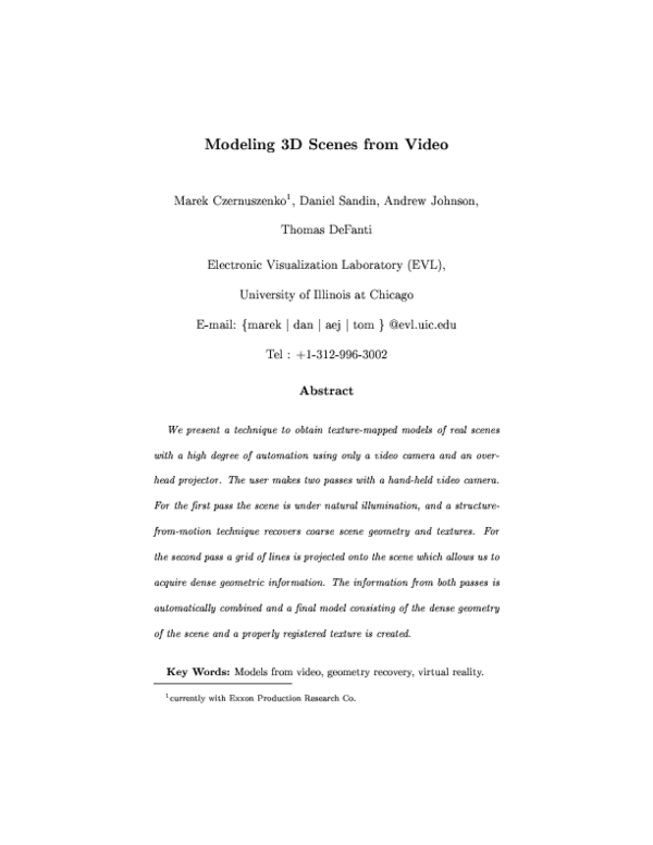(PDF) Modeling 3D scenes from video