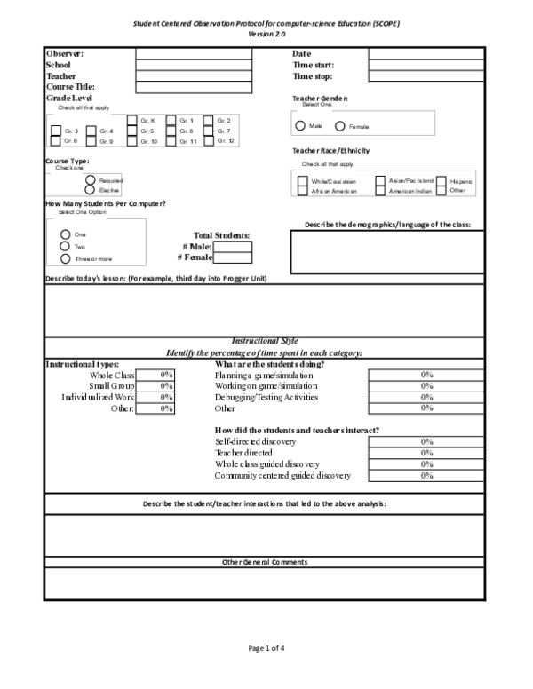 (PDF) Student Centered Observation Protocol for computer-­‐science ...