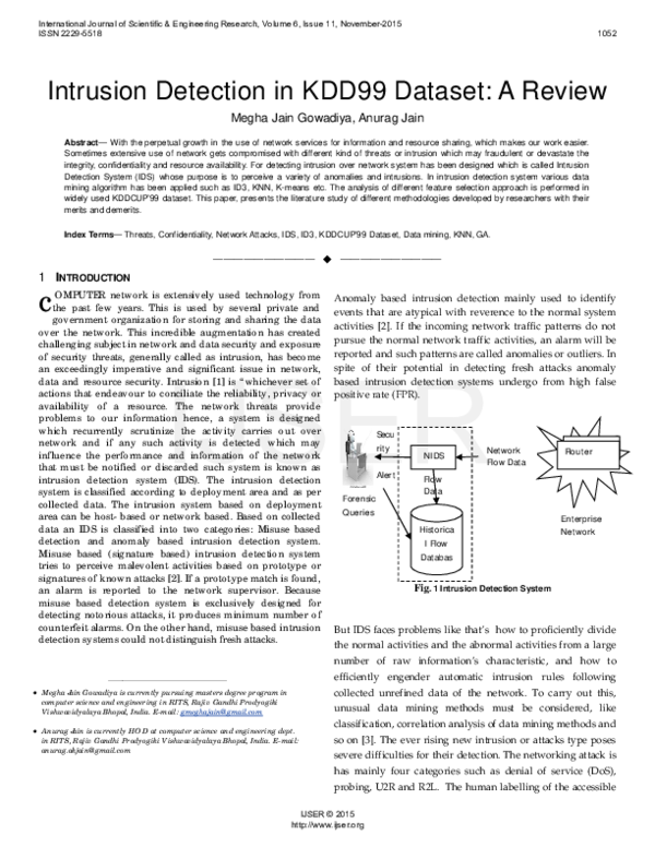 (PDF) Intrusion Detection in KDD99 Dataset: A Review