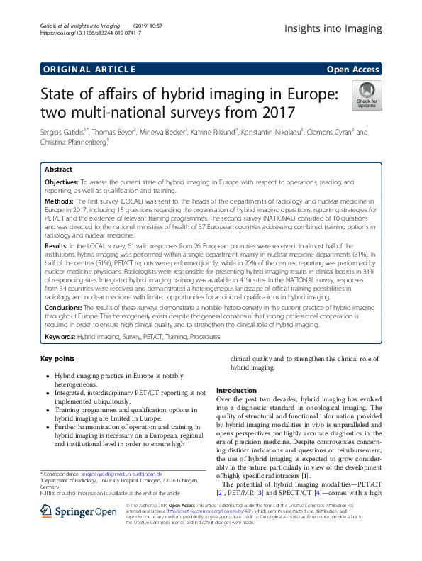 (PDF) State of affairs of hybrid imaging in Europe: two multi-national ...