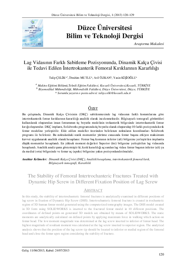 (PDF) The Stability of Femoral Intertrochanteric Fractures Treated with ...