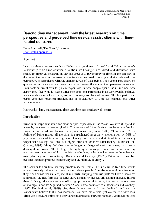 (PDF) Beyond Time Management: How the Latest Research on Time ...