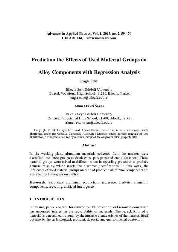 (PDF) Prediction the effects of used material groups on alloy ...