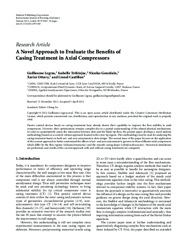 (PDF) A Novel Approach to Evaluate the Benefits of Casing Treatment in ...