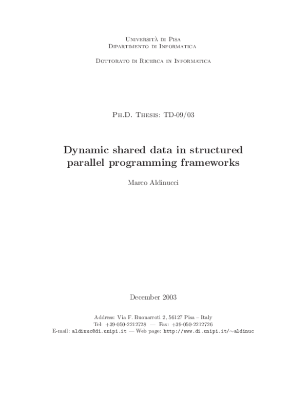 Pdf Dynamic Shared Data In Structured Parallel Programming Frameworks