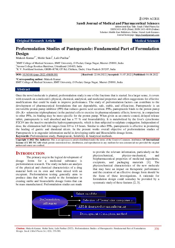 (PDF) Preformulation Studies of Pantoprazole: Fundamental Part of ...