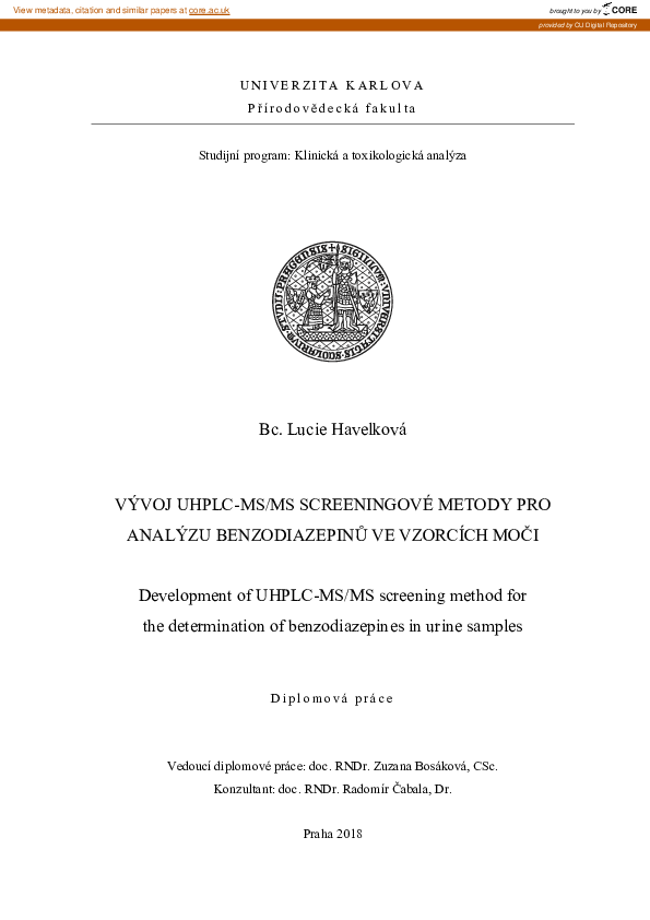 (PDF) Development of UHPLC-MS/MS screening method for the determination of benzodiazepines in ...