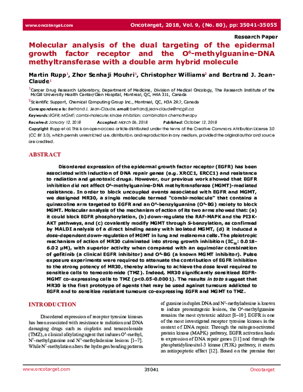 (PDF) {"__content__"=>"Molecular analysis of the dual targeting of the ...