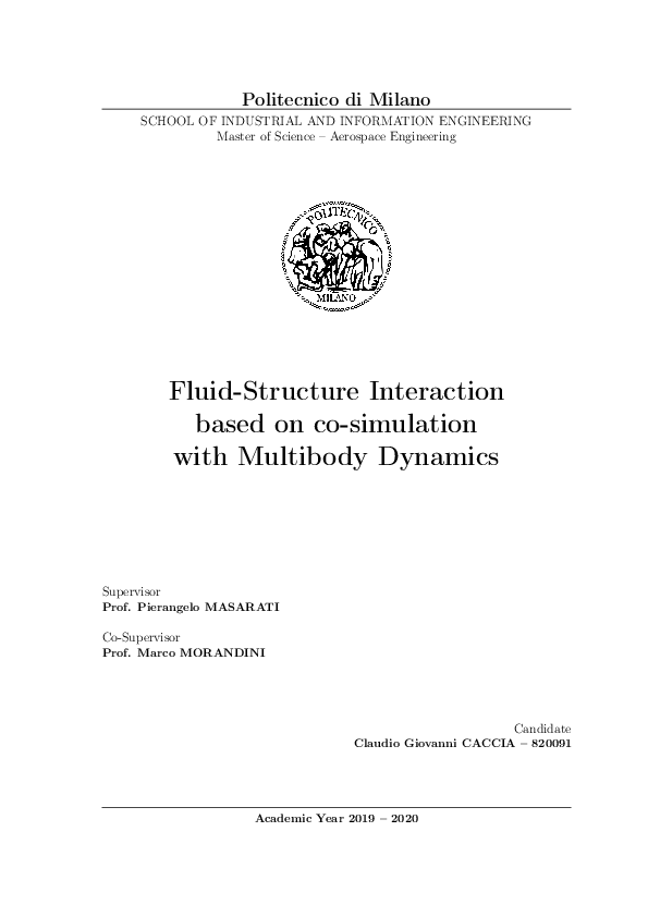 Pdf Fluid Structure Interaction Based On Co Simulation With Multibody